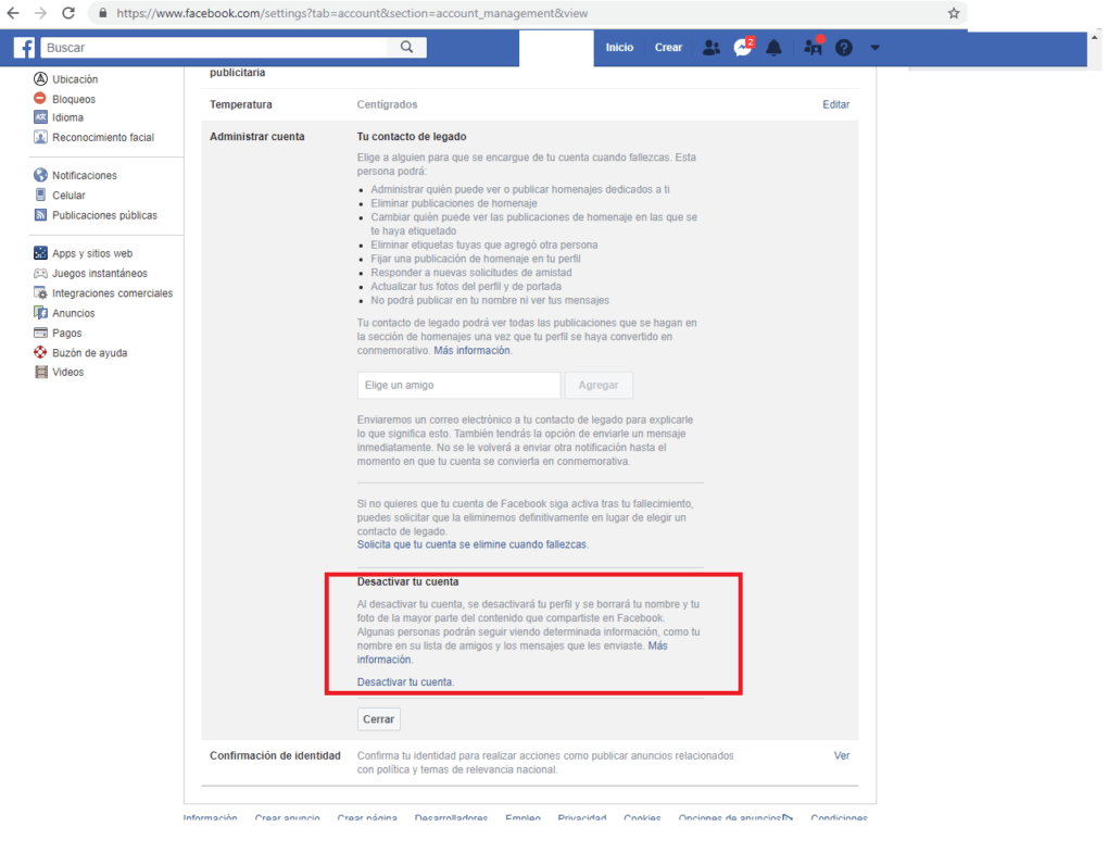 🥇 Cómo DESACTIVAR termporalmente o ELIMINAR cuenta de Facebook